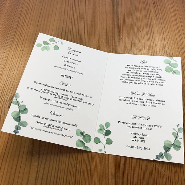 Folded Wedding Invitations | First Paige Printers